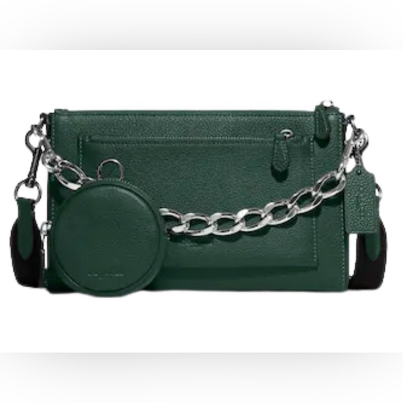 Bags | Coach Holden Crossbody Leather With Chain Everglade Silver ...